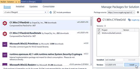Using Componentone Winforms Controls With The Nuget Package Manager
