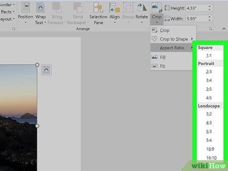 How To Crop A Picture In Word Margin Shape Aspect Ratio
