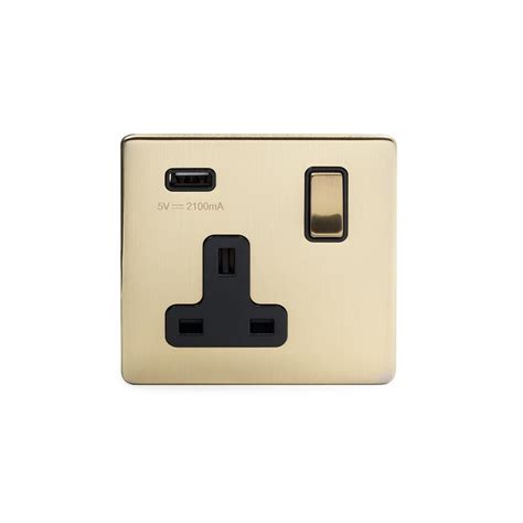 Plug Socket With Usb Brushed Brass Plug Socket Usb Socket Bilden