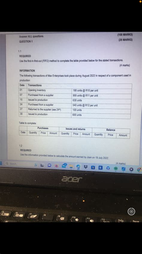 Solved 1 1 REQUIRED Use The First In First Out FIFO Method Chegg Com