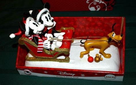 New Disney Mickey And Minnie Mouse And Pluto Christmas Sleigh Animated