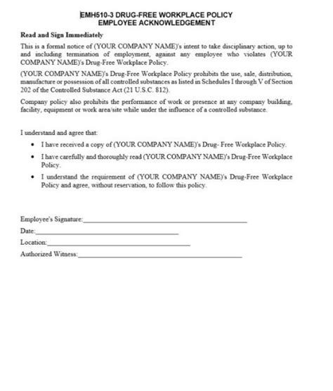 Random Drug Testing Policy Template