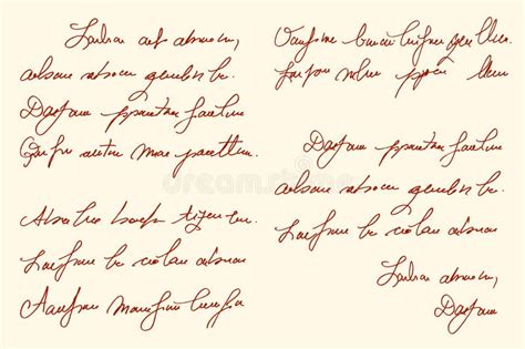 Unreadable Hand Written Text Illegible Antique English Cursive Fake Document Stock Illustration