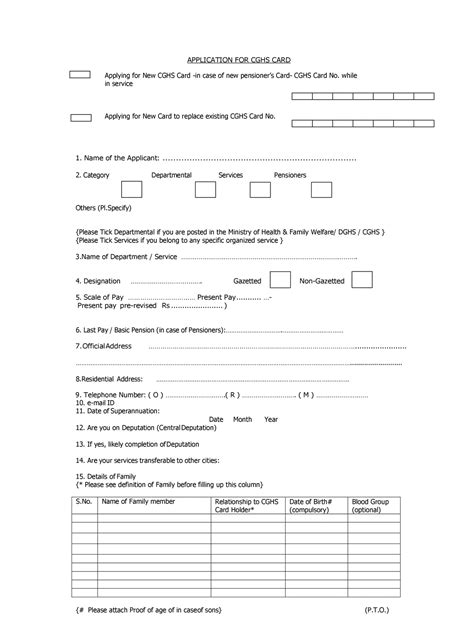 Cghs Application Form Pdf Instapdf