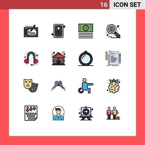 Stock Vector Icon Pack Of 16 Line Signs And Symbols For Energy Head Phone Ecommerce Ear Data