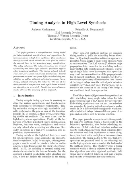 Kuehl Iccad 1992 Timing Pdf Logic Synthesis Digital Electronics