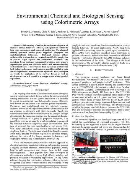 Pdf Environmental Chemical And Biological Sensing Using Colorimetric Arrays