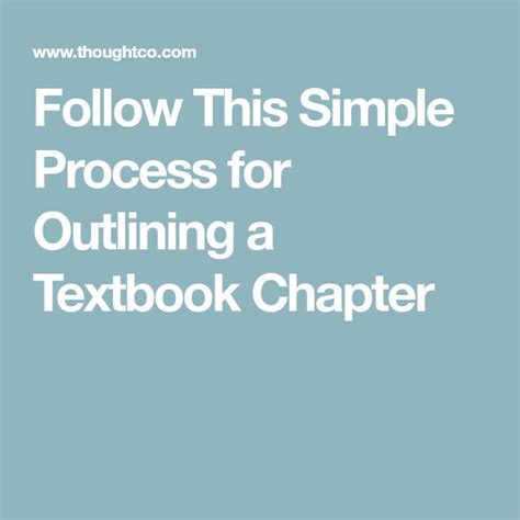 How To Outline A Textbook Chapter