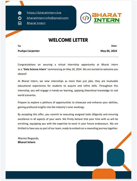 pushpa carpenter on linkedin newbeginnings datascience bharatintern internship