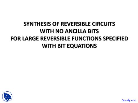 Synthesis Quantum Computing Lecture Slides Docsity