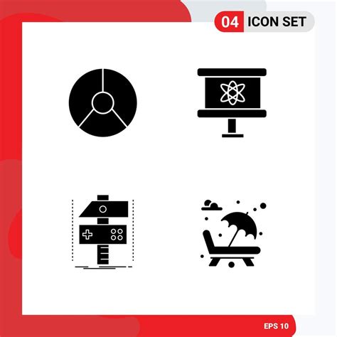 Set Of 4 Vector Solid Glyphs On Grid For Business Build Graphical Board Develop Editable Vector