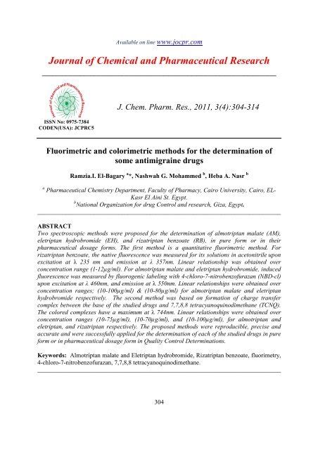 Fluorimetric And Colorimetric Methods For The Determination Of Some