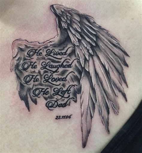 Memorial Tattoo With Angel Wings Honoring Loved Ones Through Symbolic Art
