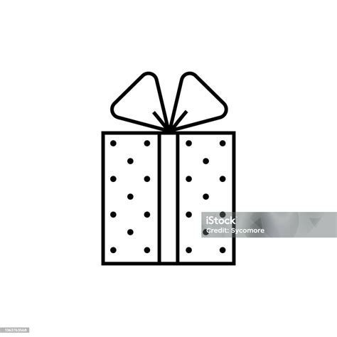 리본이 있는 기프트 박스 벡터 선 아이콘입니다 흰색 배경에 격리 Brand Name Online Messaging Platform에 대한 스톡 벡터 아트 및 기타 이미지