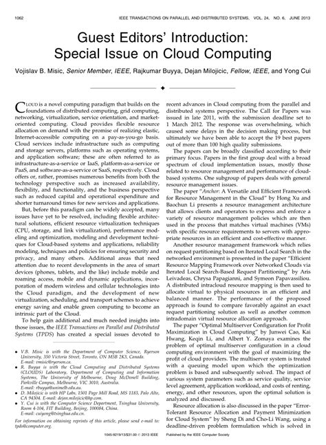 Pdf Guest Editors Introduction Special Issue On Cloud Computing