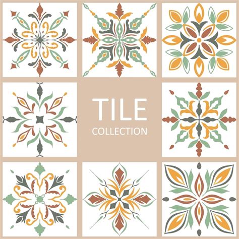 Premium Vector Tile Seamless Pattern Collection Design With Colourful Motifs Vector