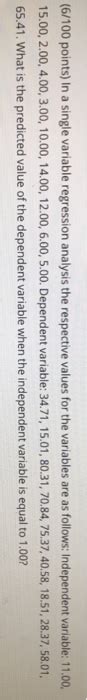 Solved 6100 Points In A Single Variable Regression