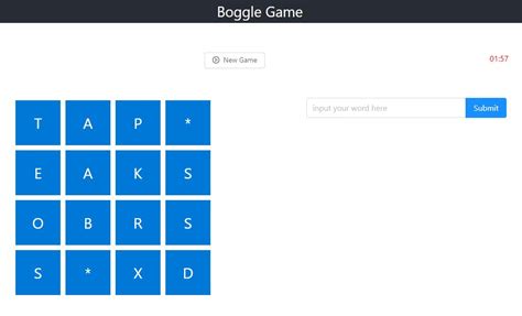 Github Jiaowang84boggle Game Word Game On A 4x4 Board With 16 Letter Tiles