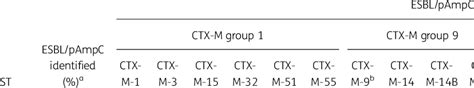 Associations Between Major E Coli Sts Esbl Genes And Esbl Encoding