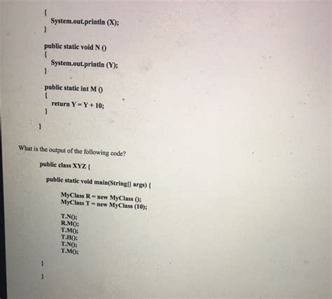 Solved Class Myclass Private Int X Private Static Int Y