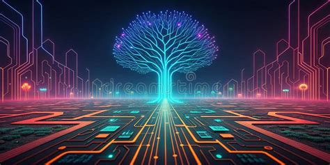 Large Language Model Artificial Intelligence Optimization Vibrant Digital Tree Symbolizes Growth
