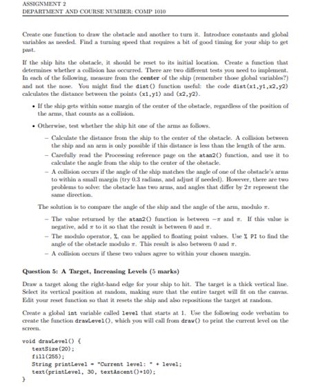 Assignment 2 Department And Course Number Comp 1010