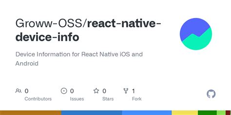 Github Groww Ossreact Native Device Info Device Information For