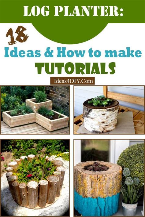 Log Planter 18 Diy Ideas And How To Make Tutorials Log Planter Planter Design Wood Planters