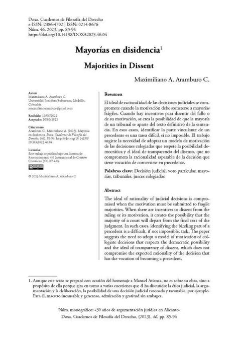 Mayorías En Disidencia Maximiliano A Aramburo C Biblioteca Virtual Miguel De Cervantes