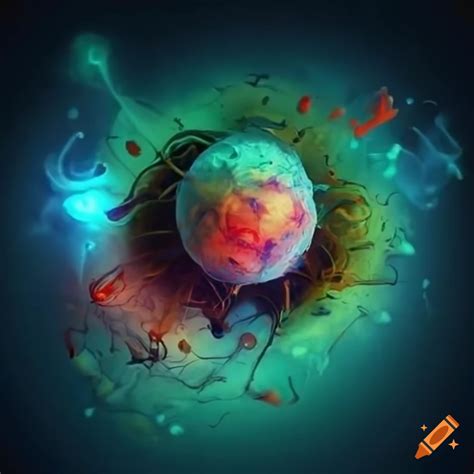 Immune Signaling Pathway Depicted In Surrealist Style On Craiyon