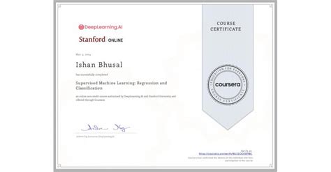 Ishan Bhusal On Linkedin Completion Certificate For Supervised Machine Learning Regression And