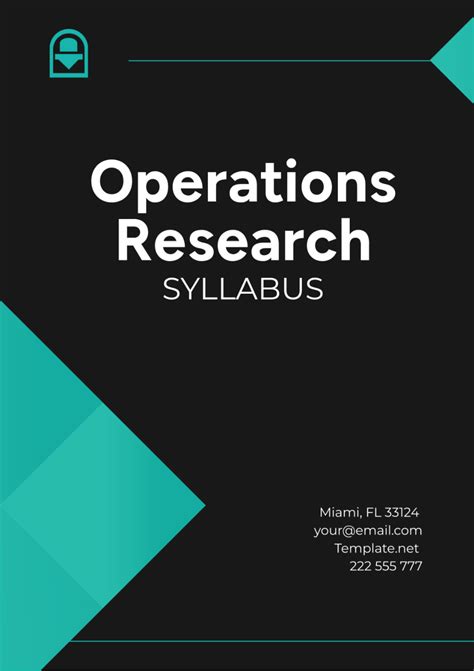 Free Operations Research Syllabus Template To Edit Online