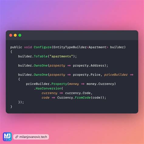 how can you persist value objects with ef milan jovanović