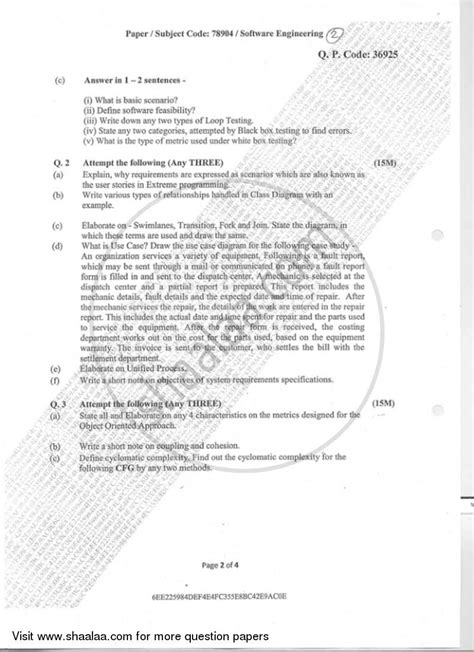 Software Engineering 2018 2019 Bsc Computer Science Semester 4 Sybsc Set 1 Question Paper