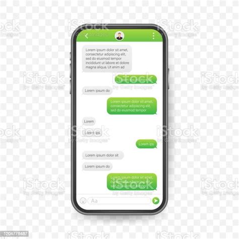 대화 창채팅 인터페이스 응용 프로그램 모바일 Ui 디자인 개념을 정리합니다 Sms 메신저 벡터 스톡 일러스트레이션입니다 휴대
