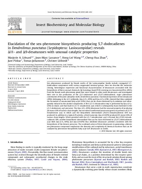 Pdf Elucidation Of The Sex Pheromone Biosynthesis Producing 5 7 Dodecadienes In Dendrolimus