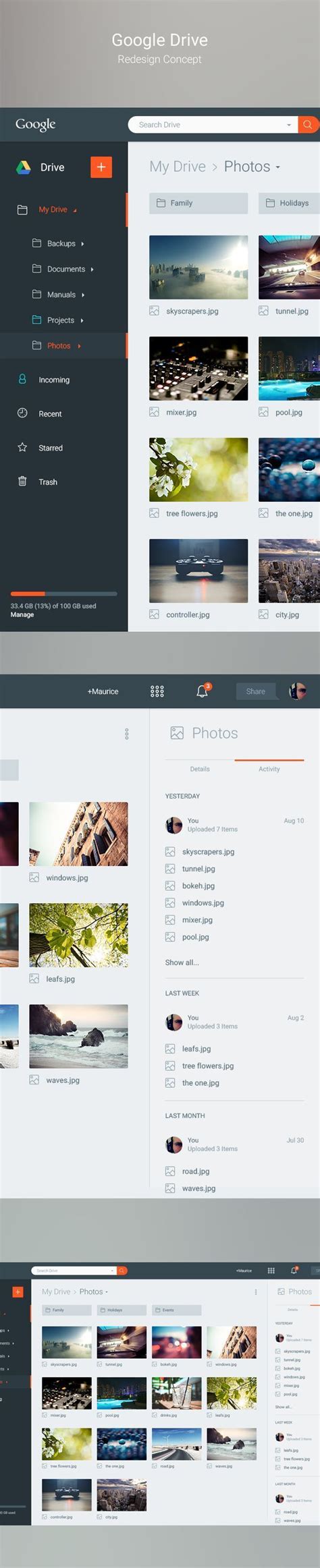 Google Drive Redesign Concept Google Material Design Web App Design Dashboard Design