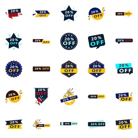 Chame A Atenção Dos Clientes Com Nosso Pacote De 25 20 Banners De Desconto Vetor Grátis