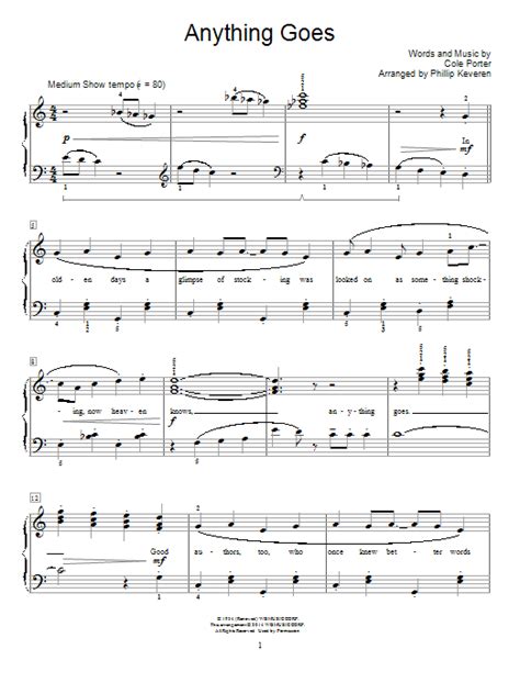 Cole Porter Anything Goes Arr Phillip Keveren Sheet Music And Chords