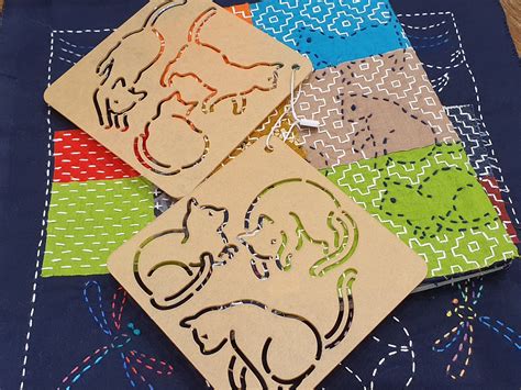 Sashiko Template Cat Set Of 6 Styles Hooray Hoop