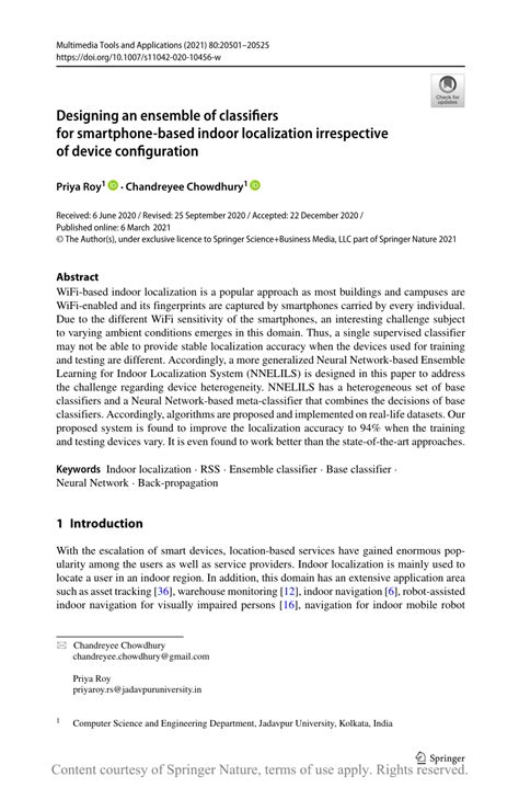 Designing An Ensemble Of Classifiers For Smartphone Based Indoor