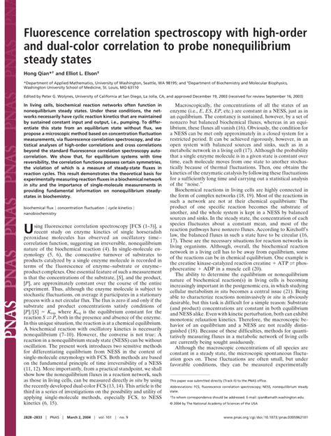 Pdf Fluorescence Correlation Spectroscopy With High Order And Dual Color Correlation To Probe