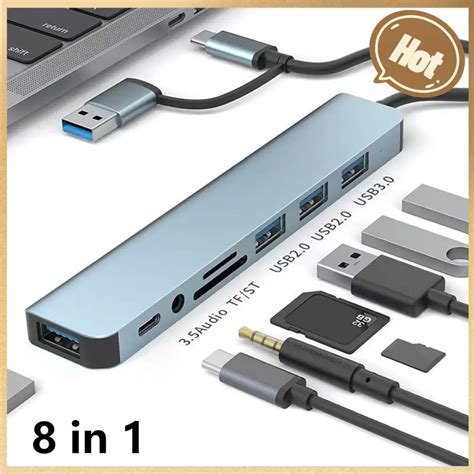 8 Port Type C Splitter Usb3 0 Type C Dock Aluminum Usb C Hub Multiport
