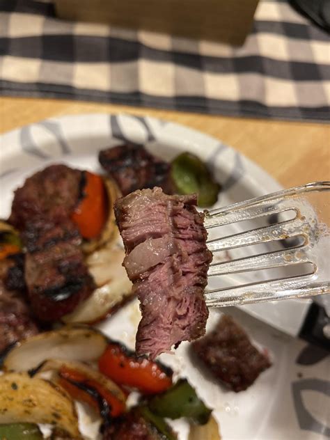 Chuck Steak Kebabs On The 22” Seasoned With Kinders Carne Asada Rub