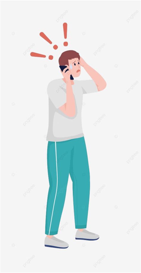 도움을 요청하는 남자 세미 플랫 컬러 벡터 문자 현대의 플랫 캐릭터 Png 일러스트 및 벡터 에 대한 무료 다운로드