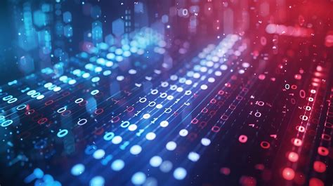 Abstract Digital Background With Blue And Red Binary Code Futuristic Technology And Data Concept