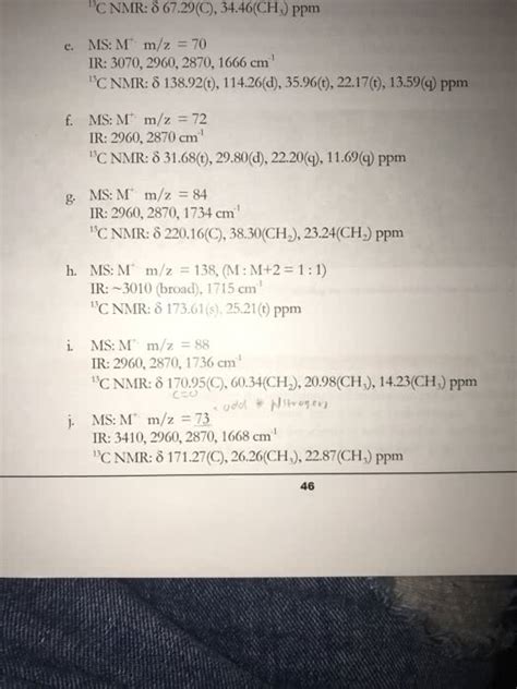 OneClass For Each Set Of Spectral Data Propose An Acceptable Structure That Is Consistent With