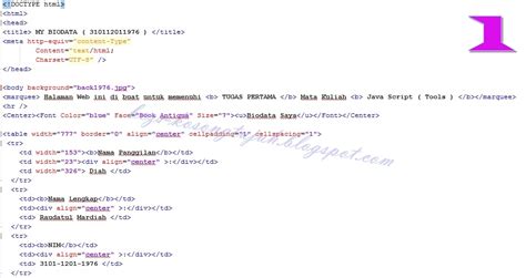 Cara Membuat Biodata Pribadi Menggunakan Tabel Transparan Java Script ~ Diah Putter Putter D