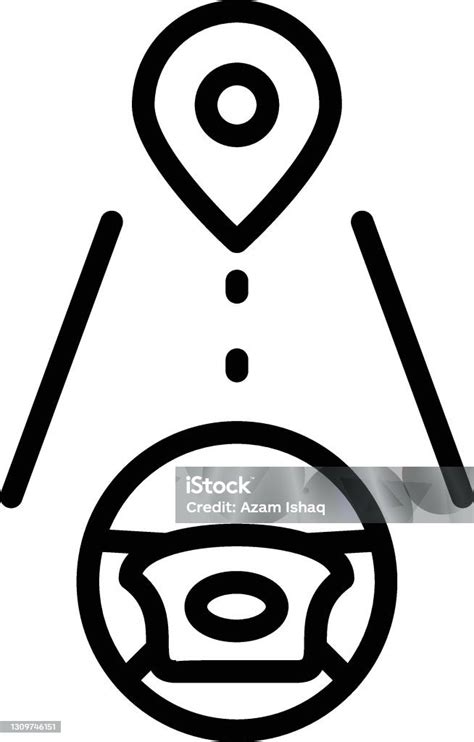 자율 주행 자동차 대상 핀 컨셉 오토파일럿 스티어링 휠에서 위치 벡터 아이콘 디자인 자율 주행 무인 차량 기호 로보카 사인 자동