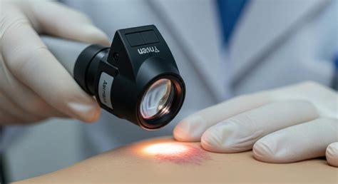 Doctor Examining Skin With Dermatoscope For Diagnosis Of Skin
